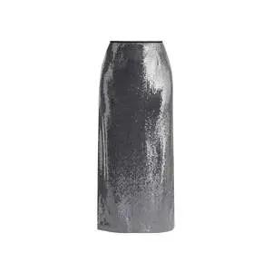 PAISIE Sequin Midi Skirt With Side Slit - Black