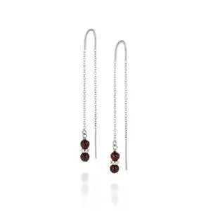 NELLOU JEWELLERY Red / Silver Fall Birthstone Earrings Garnet January Sterling Silver - Red/silver