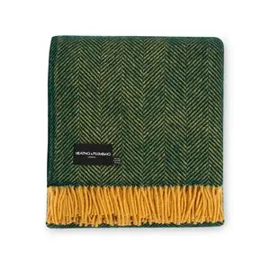 HEATING & PLUMBING LONDON Evening Tales Pure New Wool Blanket Racing & Toffee - Green
