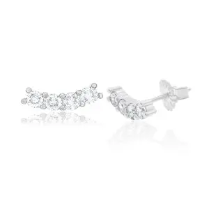 SHYMI Mini Round Curved Bar Studs - Silver