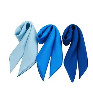 SOFT STROKES SILK Pure Silk Scarf Glacier Solid Colour Collection Set Of Three Small - Blue