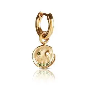 KASUN LONDON Smile Hoop Earrings With Green Tourmaline - Gold