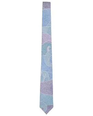 LORDS OF HARLECH Talia Grain Paisley Teal Printed Tie - Blue