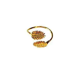 LEXI JEWELRY Double Leaf Adjustable Ring - Gold