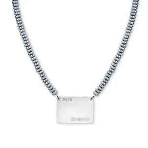 WARE COLLECTIVE Hematite Tag Necklace - Silver