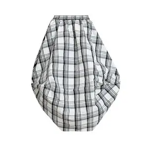BIANCA POPP Tartan Taffeta Balloon Skirt - Black/white