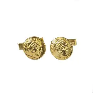 SIMON KEMP JEWELLERS Greek Coin Of Alexander The Great Eighteen Carat On Silver Cufflinks - Gold