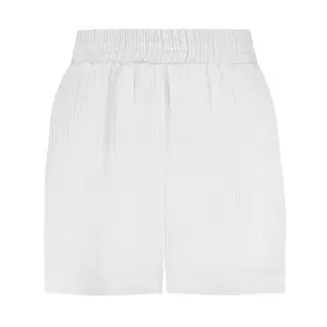 THE SUMMER EDIT Mila Crinkle Linen Shorts Ivory - White