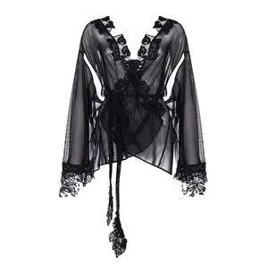 BELLE ET BON BON Limited Edition Sparkling Showgirl Crystal Bisoux Kimono - Black