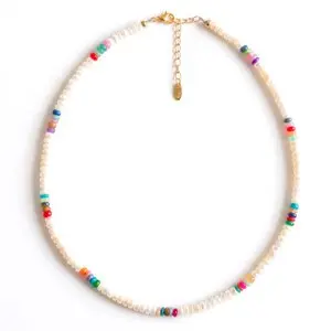 Kris Nations Button Freshwater Pearls & Multicolor African Opal Beaded Necklace - Gold