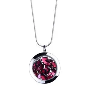 MY LITTLE NATURE Garnet Pendant Necklace – Passion & Energy Birthstone Necklace Crystal Necklace - Silver