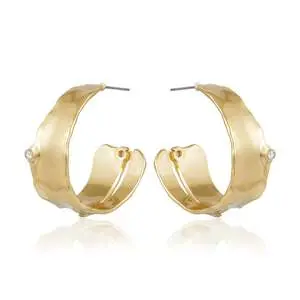 RARE MATTERS JEWELRY Nature's Elegance Statet Hoop Earrings - Gold