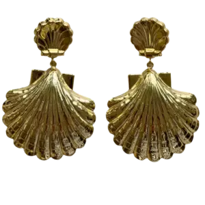 LAURA GRAY Classic Double Shell Earrings - Gold