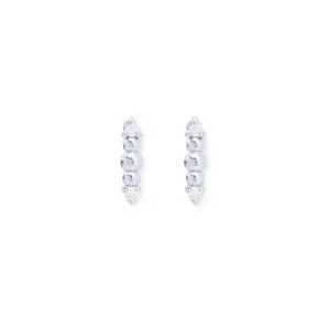 INARI JEWELLERY Icicle Flatback Earrings Sterling Sliver White Topaz - Silver