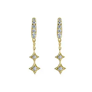 BLOOMTINE | EARTH ANGEL HQ Illuminess™ Vermeil Shooting Star Moissanite Huggies - Gold