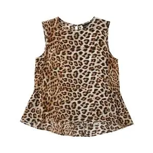 LINDSAY NICHOLAS NEW YORK Silk Peplum Top In Leopard