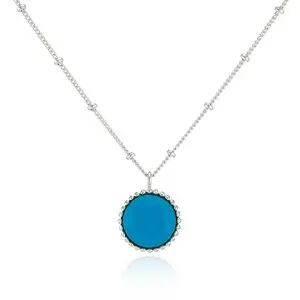 AUREE JEWELLERY Barcelona Silver December Birthstone Necklace Turquoise - Blue