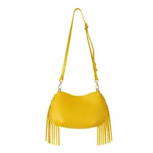 F3ROG BY RANA Leather Mini Gordon Fringe Bag - Yellow