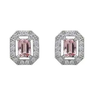 LATELITA White / Pink / Silver Whistledown Gemstone Stud Earrings Morganite Silver - White/pink/silver