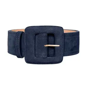 BELTBE Suede Square Buckle Belt Navy - Blue
