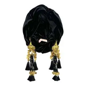 JULIA CLANCEY Black Velour Dream Turban - Blue