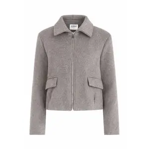LOOM ARCHIVES Wool Blend Collared Zip Up Jacket