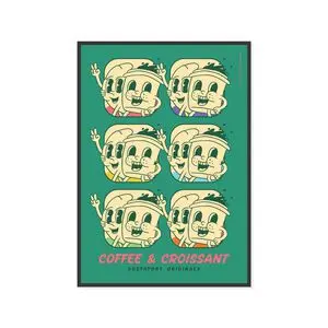 ANCHOR & CREW Gustatory Originals Coffee & Croissant Matte Art Print - Brown