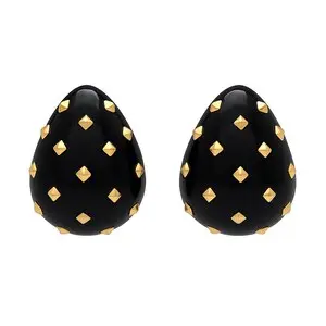 MICHAEL NASH JEWELRY Maristella Studded Resin Pierced Hoop Earrings - Black