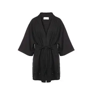 WOMEN & WOMEN Alexandria, Linen Blend, Embroidered, Short Kimono