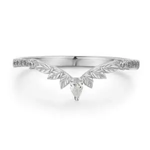AZURA JEWELRY NEW YORK Woodland Stacking Band Solid White Gold - Silver