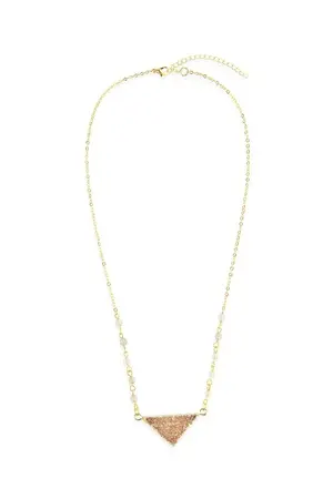 Saachi Triangle Pendant Druzy Dark Necklace - Gold