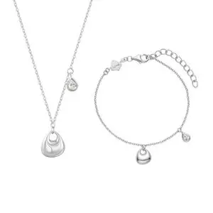 VANCHI Nora Double Pendant Necklace & Bracelet Set - Silver