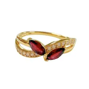 BELINDA JEWELZ Gold / Red Garnet Crossover Ring - Gold/red