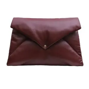 JULIA ALLERT Faux Leather Envelope Clutch Bag Burgundy - Red