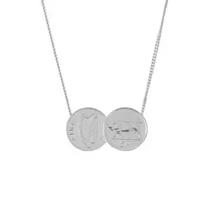 KATIE MULLALLY Double Irish 5p Coin Necklace In Sterling - Silver