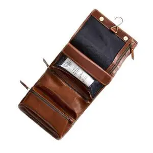 VIDA VIDA Hanging Tan Leather Wash Bag - Brown