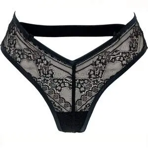 LES JUPONS DE TESS Open Back High Waisted Fatale Panty - Black