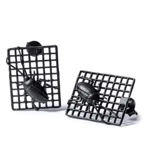 GERMAN KABIRSKI Goki Anthracite Plated Silver Earrings With Tiny Cockroaches