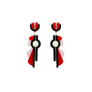 GISSA BICALHO Handmade Acrylic Earring Allamanda - Red