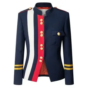 THE EXTREME COLLECTION Navy Military Jacket With Epaulets And Gold Buttons - Blue