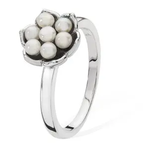 LUCY QUARTERMAINE Solid Sterling Royal Pearl Flower Ring - Silver
