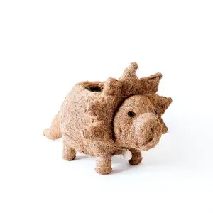 Likhâ Coco Coir Animal Planter Triceratops - Brown