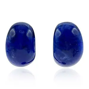 MICHAEL NASH JEWELRY Merrie Navy Marbled Resin Semi Hoop Clip On Earrings - Blue
