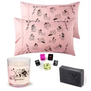 BLACK CAKE Capricorn Pleasure Pack- Zodiac Horoscope Love Pillowcase, Soap, Candle Set - Pink