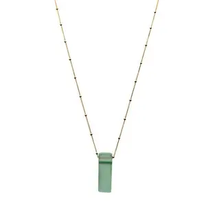 SMART GLASS JEWELRY Neutrals / Recycled Glass Stiletto Necklace Antique Clear Gold - Green