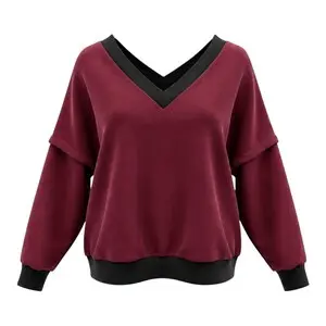 BEIRA Victoria V-neck Sweatshirt – Burgundy - Red