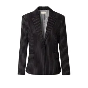 AGGI BY HALEWSKI Ana Shadow Tennis Striped Short Blazer - Black