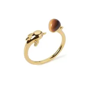 FREQNC ATELIER Dolphin Ring Tiger Eye Adjustable - Brown