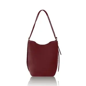 BETSY & FLOSS Melfi Suede Bucket Tote Bag In Burgundy - Red