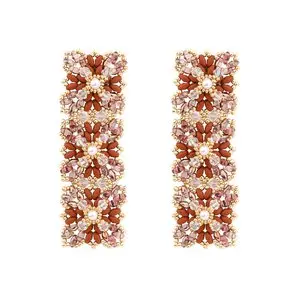 Oana Savu Beaded Drop Earrings With Sterling Silver - Brown/gold